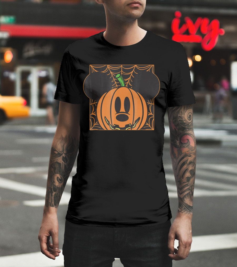 Disney Mickey Mouse Pumpkin With Spider Web T-Shirt