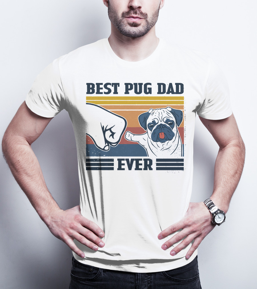 Best Pug Dad Ever Retro Fist Bump T-Shirt