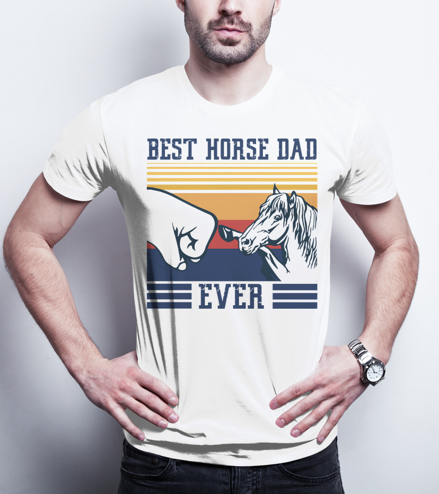 Best Horse Dad Ever Fist Bump Vintage Father T-Shirt