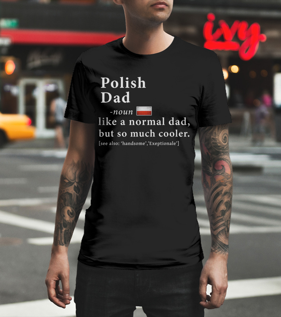 Polish Dad Noun Like A Normal Dad But So Much Cooler Handsome Exceptionale Polish Flag T-Shirt