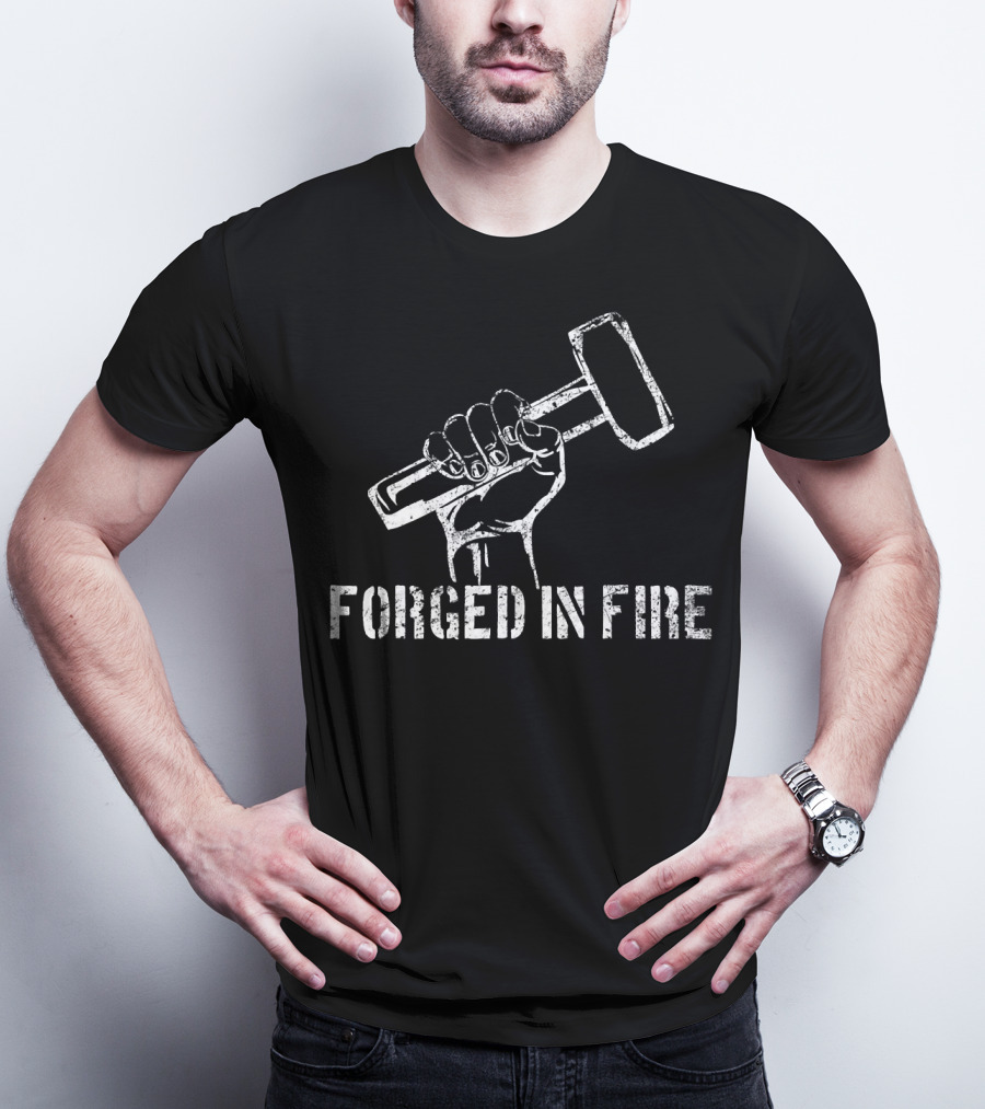 Vintage Blacksmith Forged In Fire Hammered Hand T-Shirt
