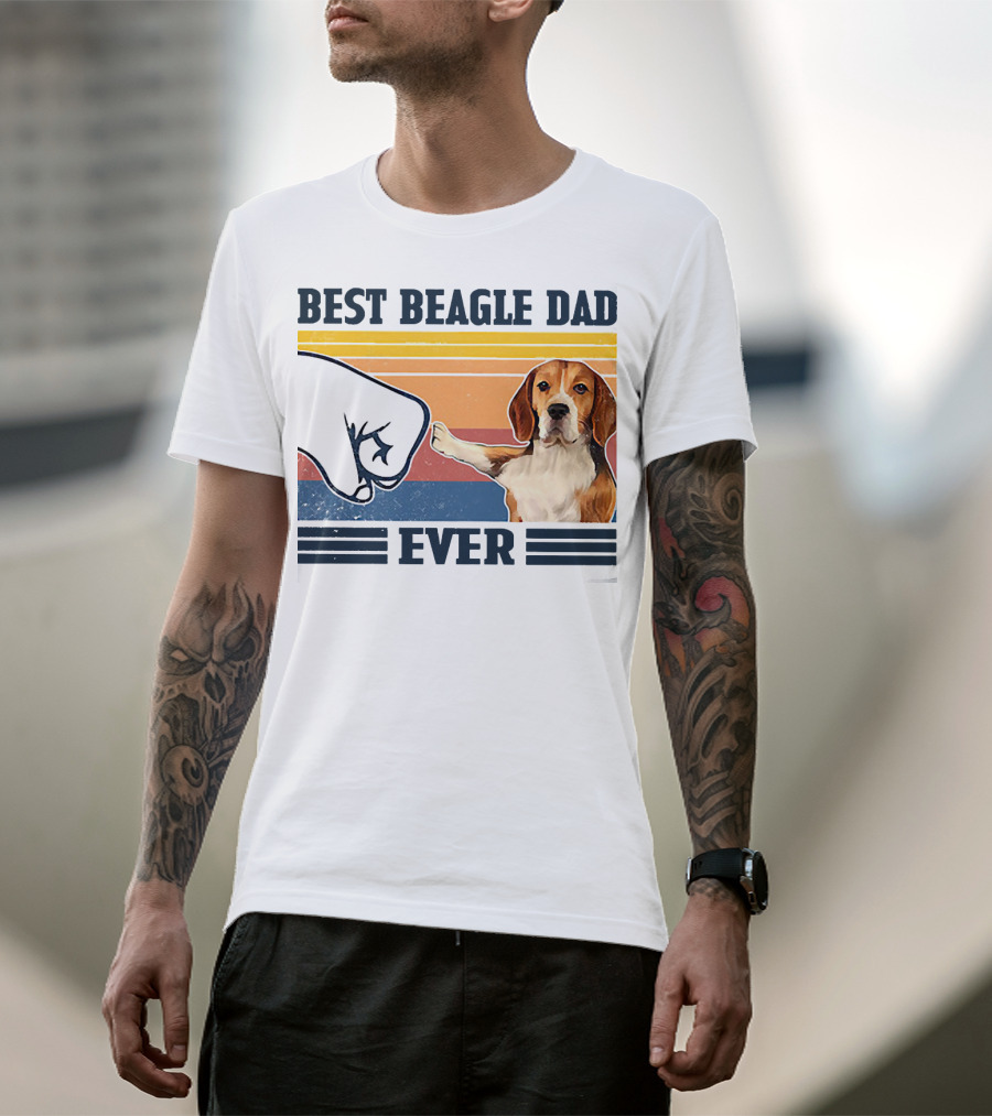 Best Beagle Dad Ever Vintage Fist Bump T-Shirt