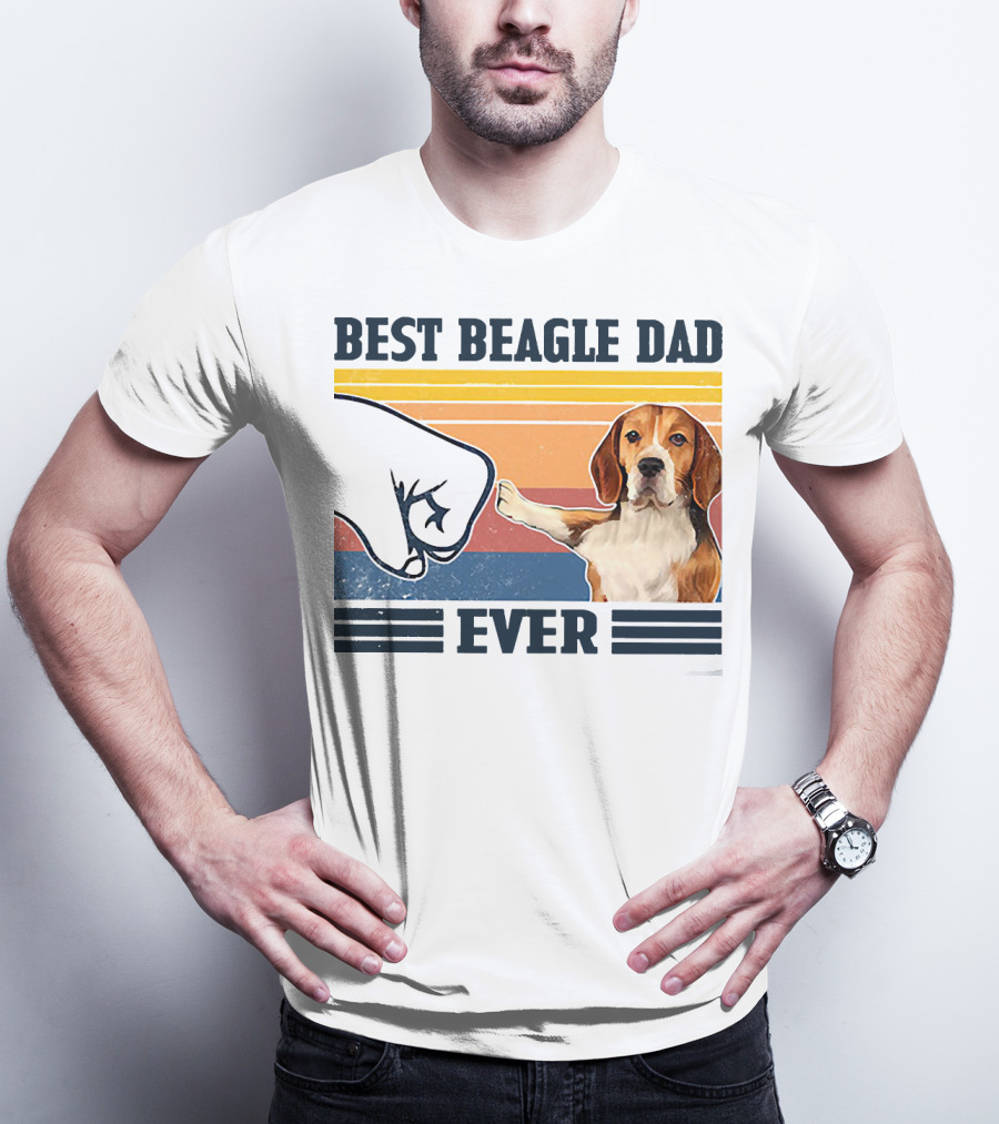 Best Beagle Dad Ever Vintage Fist Bump T-Shirt
