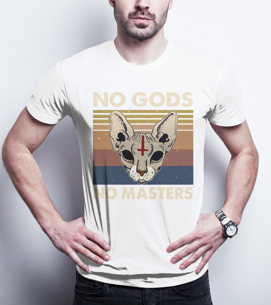 No Gods No Masters Sphynx Cat Retro T-Shirt