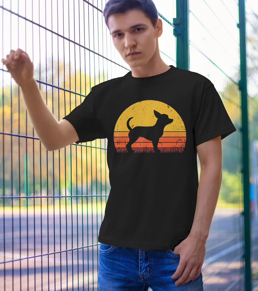 Retro Chihuahua Silhouette In Sunset T-Shirt