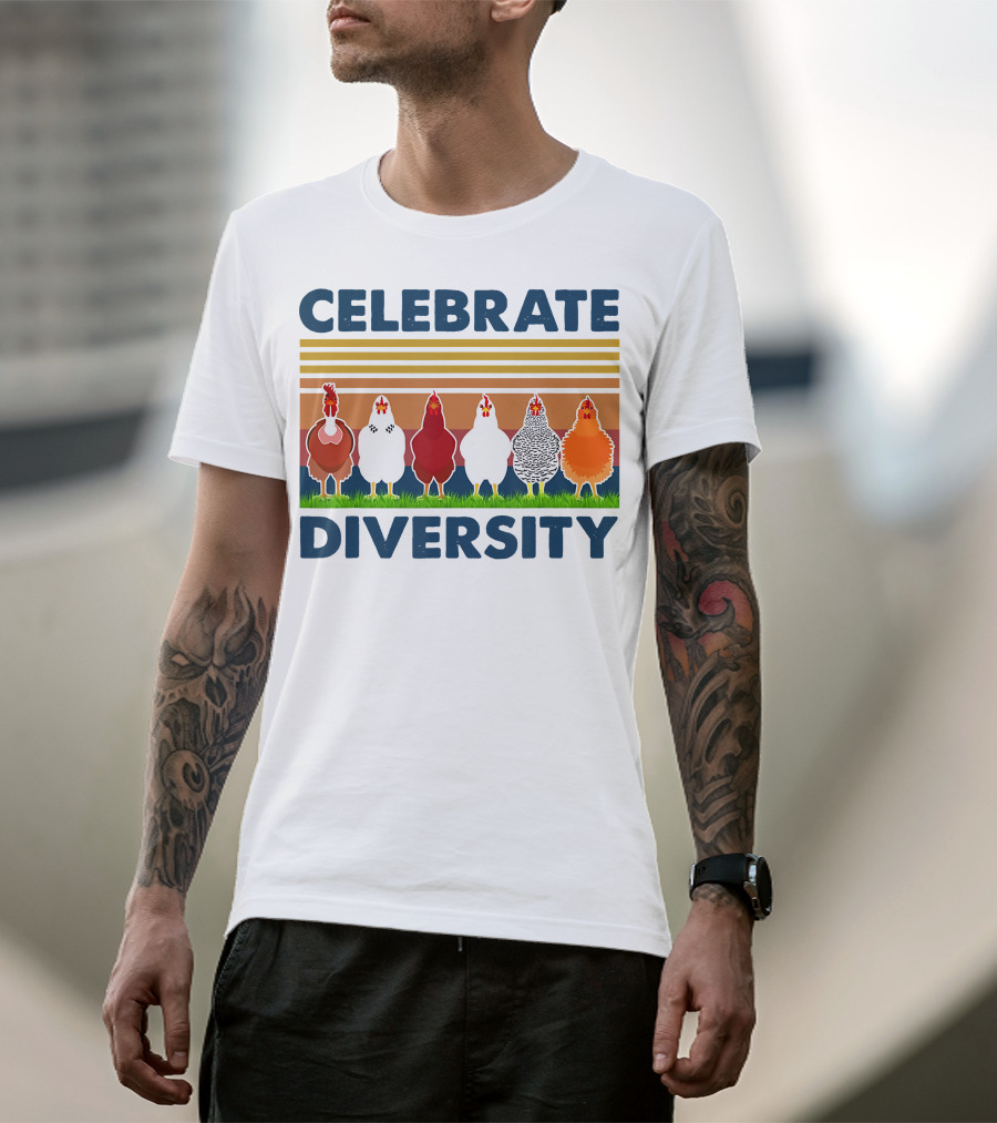 Celebrate Diversity With Chickens In Colorful Display T-Shirt