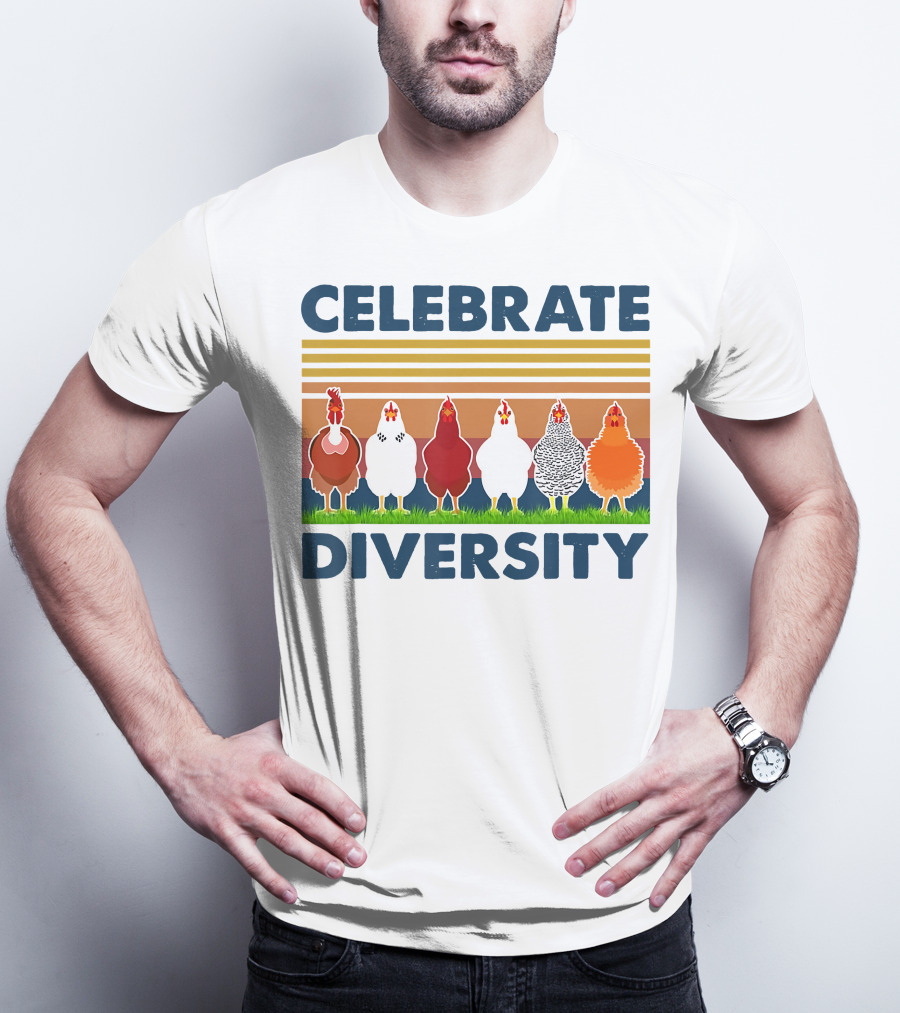 Celebrate Diversity With Chickens In Colorful Display T-Shirt