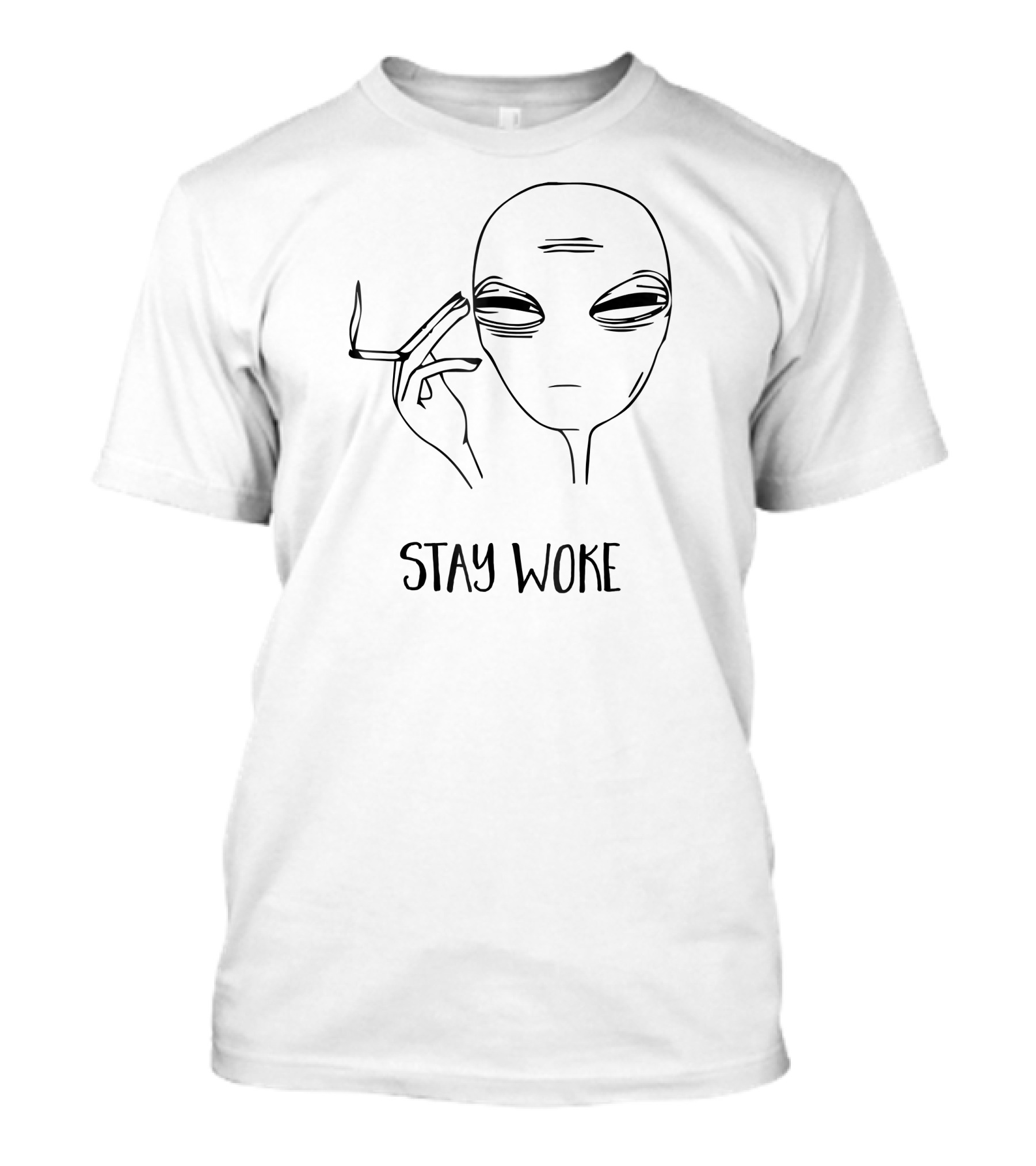 STAY WOKE Cool Smoking Alien T-Shirt