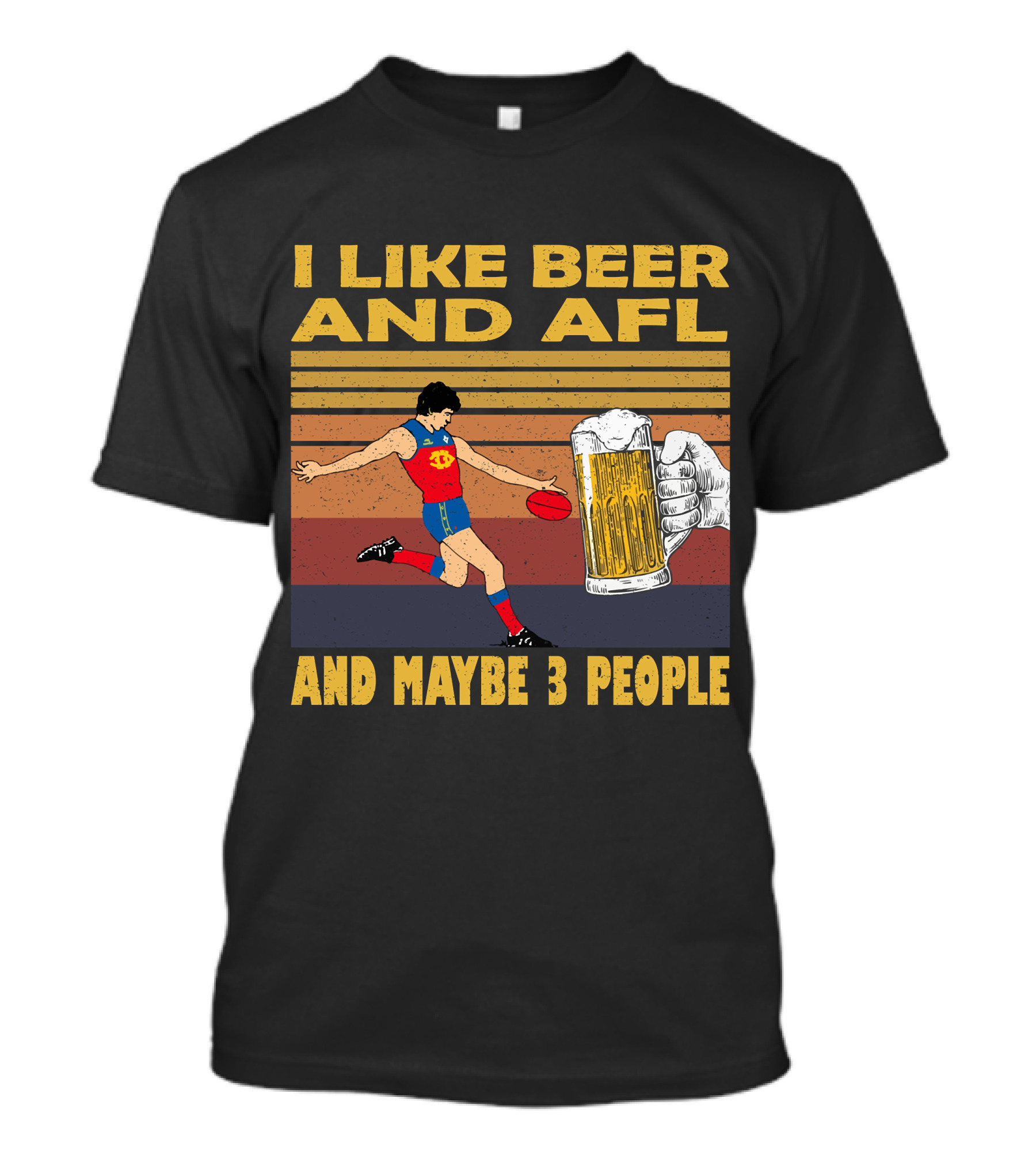 I Like Beer And AFL Maybe 3 People Retro Player And Beer Mug T-Shirt
