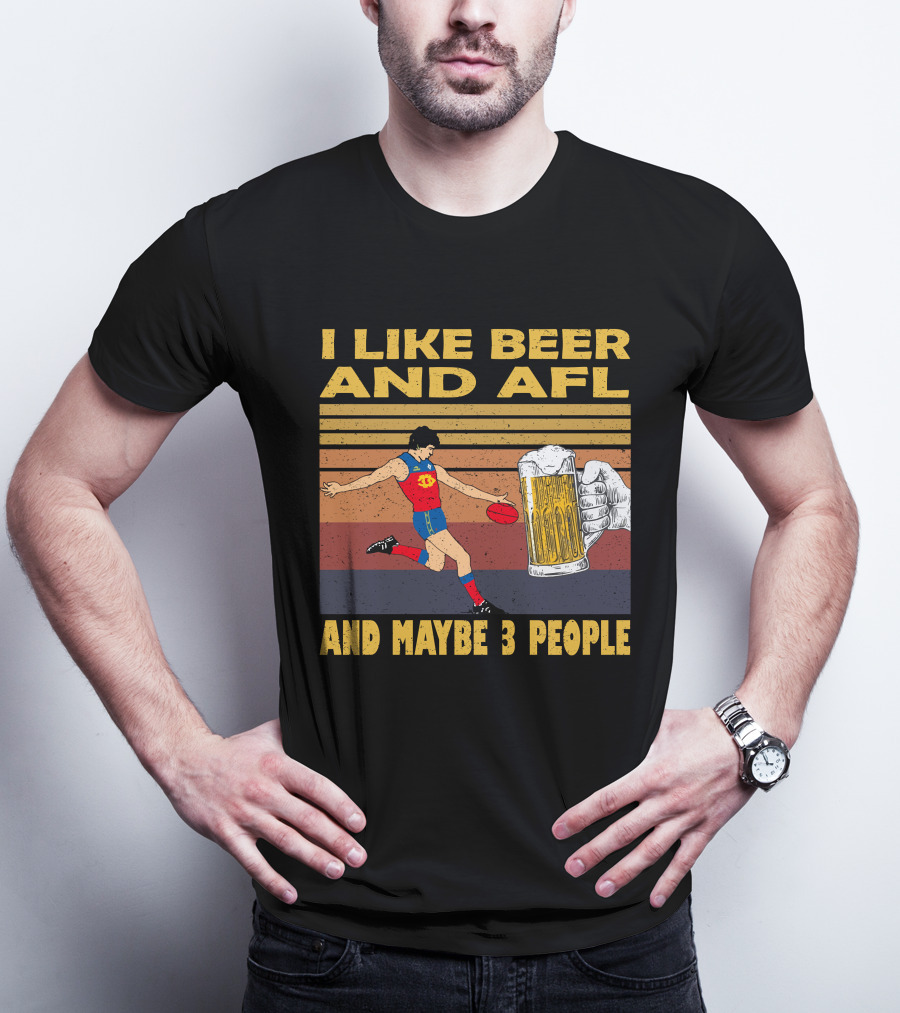 I Like Beer And AFL Maybe 3 People Retro Player And Beer Mug T-Shirt