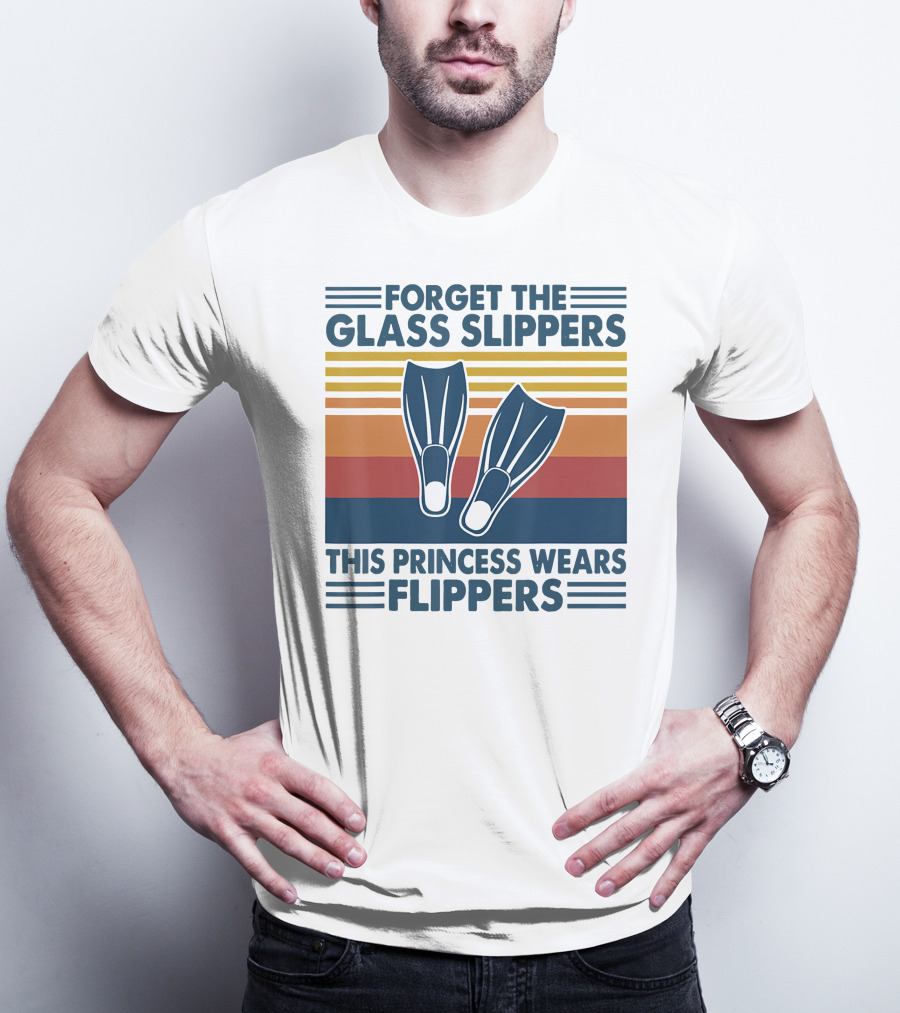 Forget The Glass Slippers This Princess Wears Flippers Retro Stripes T-Shirt