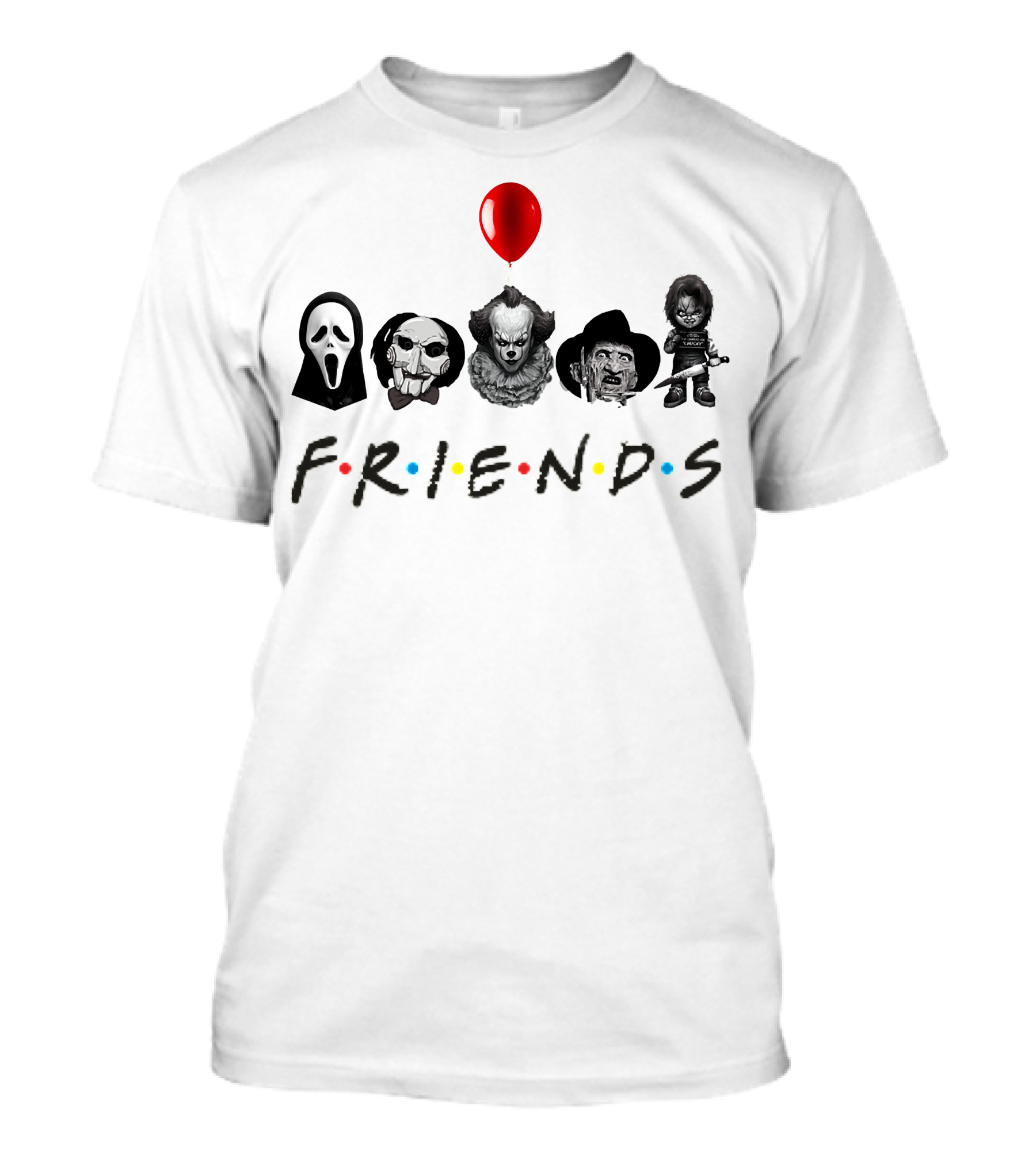 Horror Movie Characters Halloween Friends Balloon T-Shirt