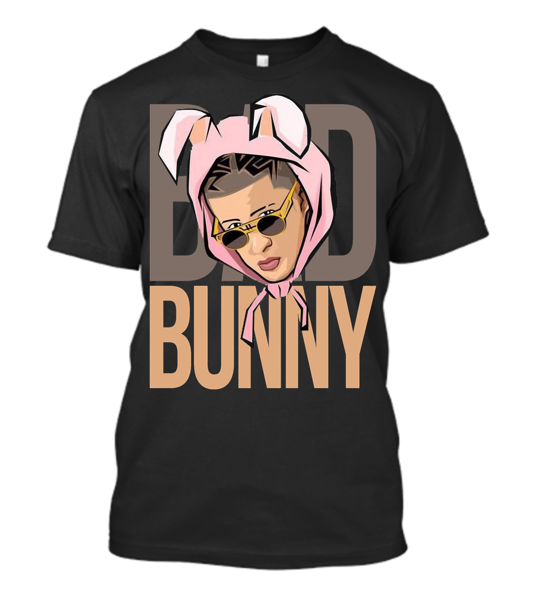 BAD BUNNY Iconic Style With Sunglasses And Bunny Ears T-Shirt