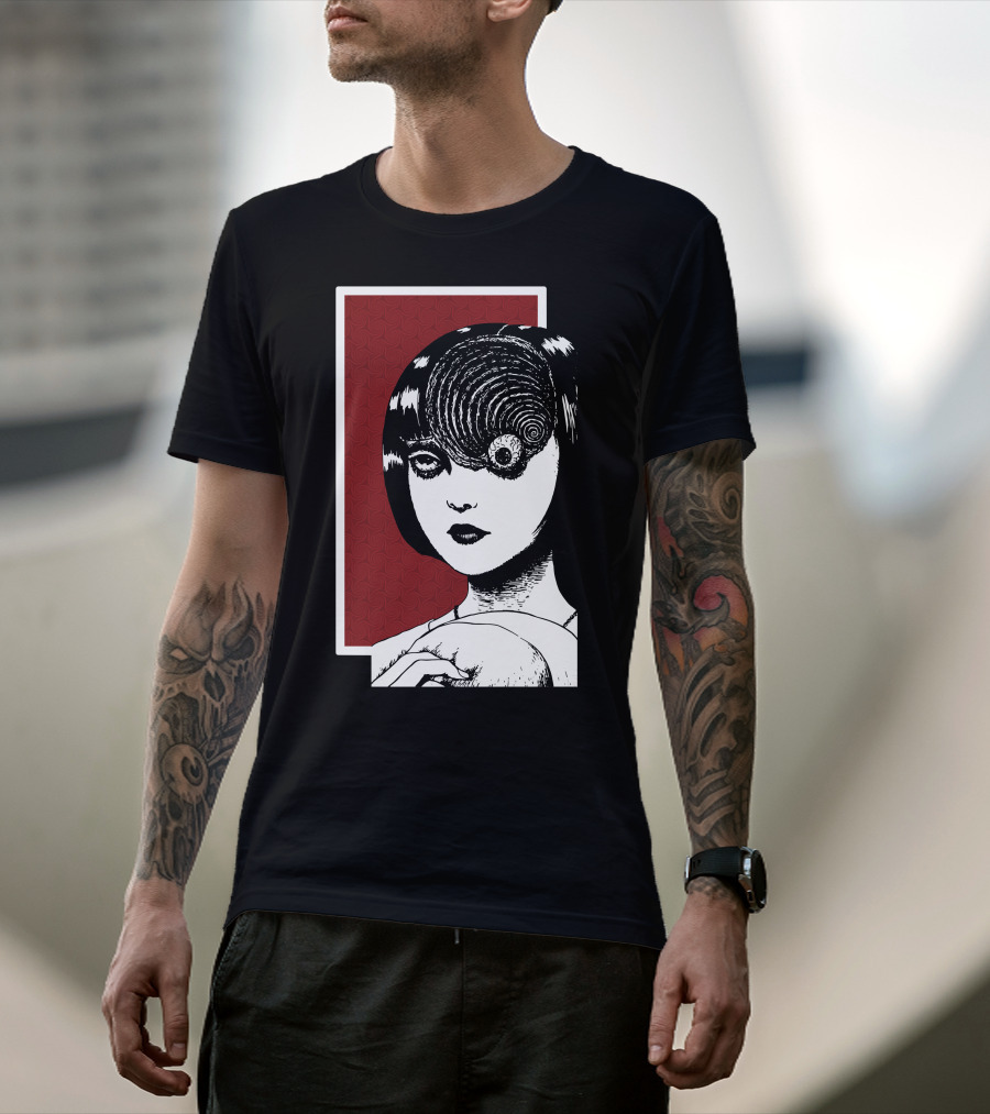 Junji Ito Uzumaki The Great Spiral Horror Manga Face With Spiral Eye T-Shirt