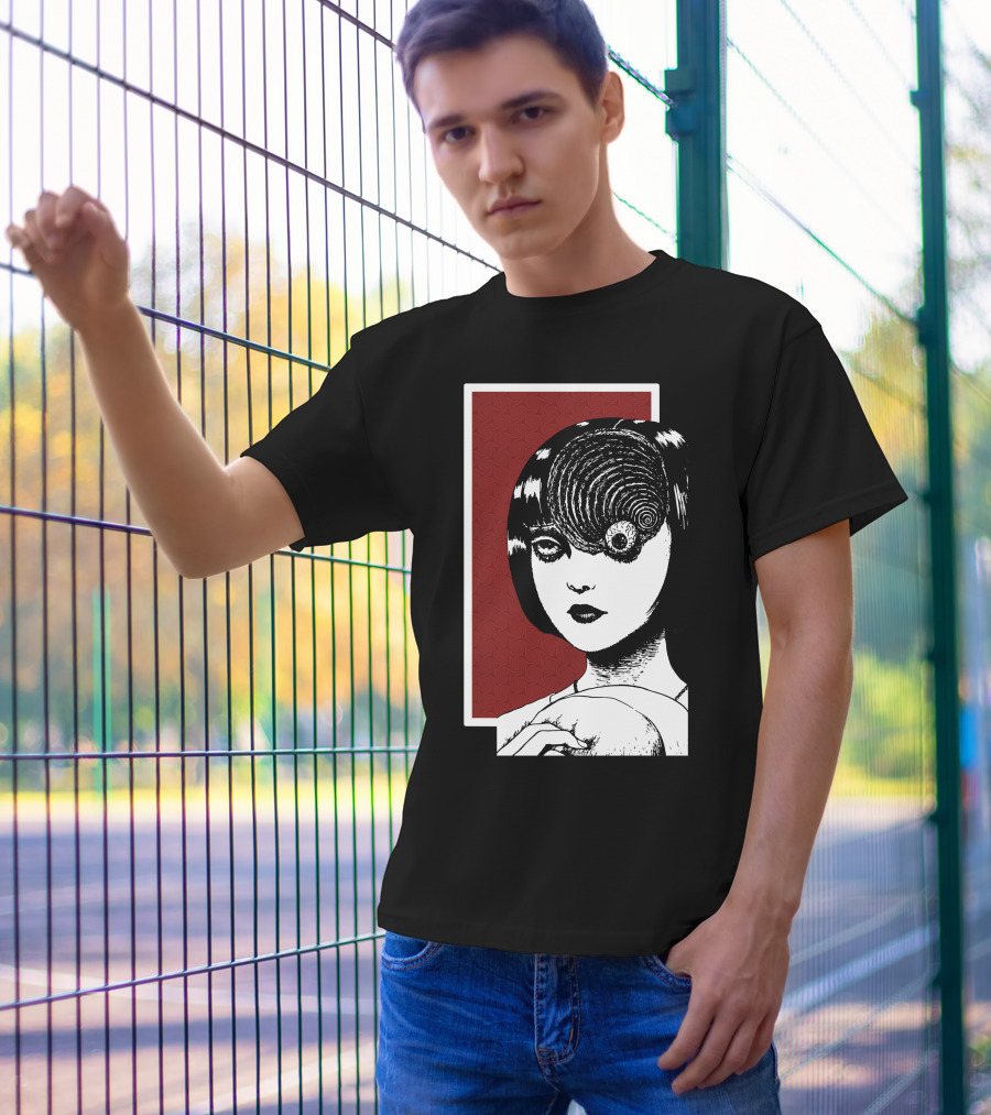 Junji Ito Uzumaki The Great Spiral Horror Manga Face With Spiral Eye T-Shirt