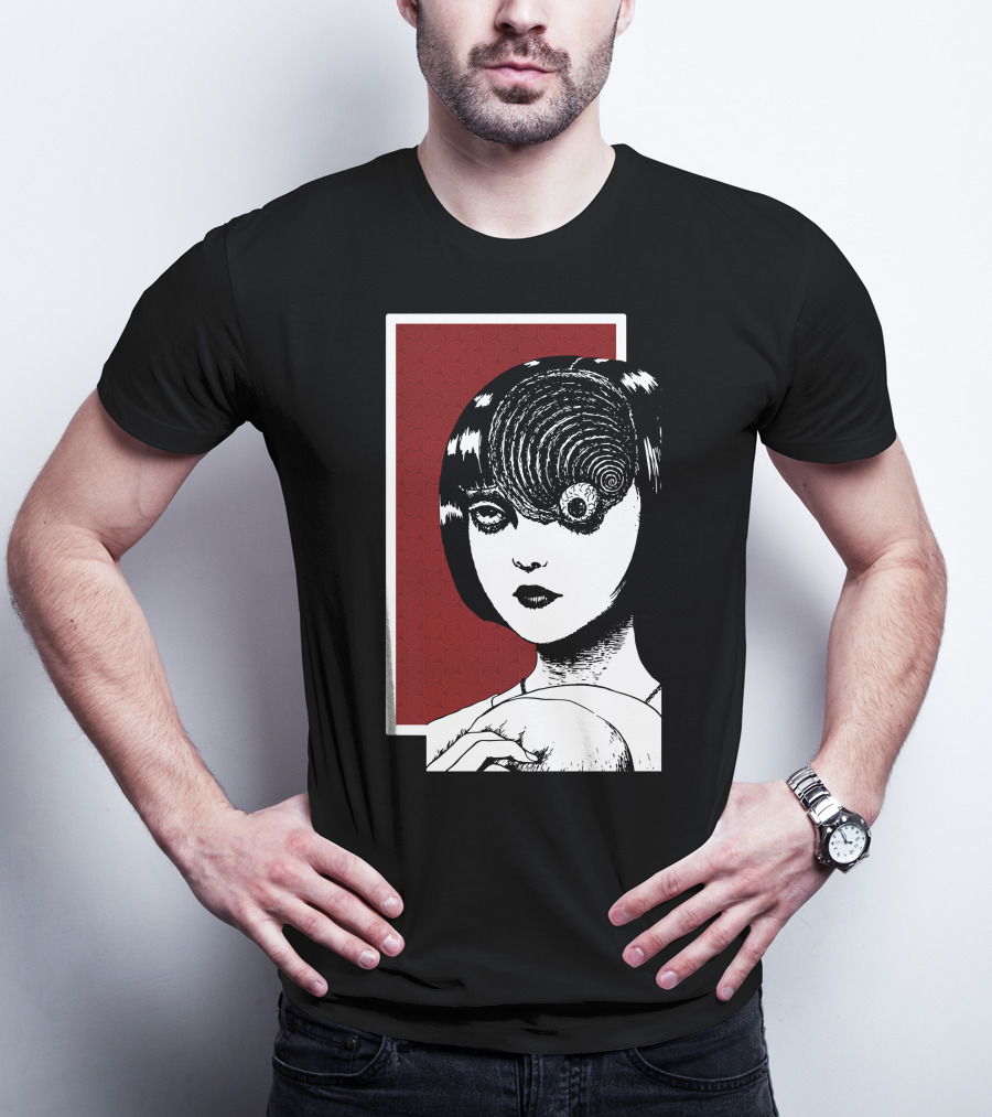 Junji Ito Uzumaki The Great Spiral Horror Manga Face With Spiral Eye T-Shirt