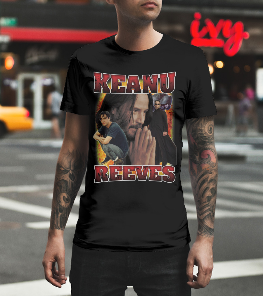 KEANU REEVES Collage With Iconic Movie Roles T-Shirt