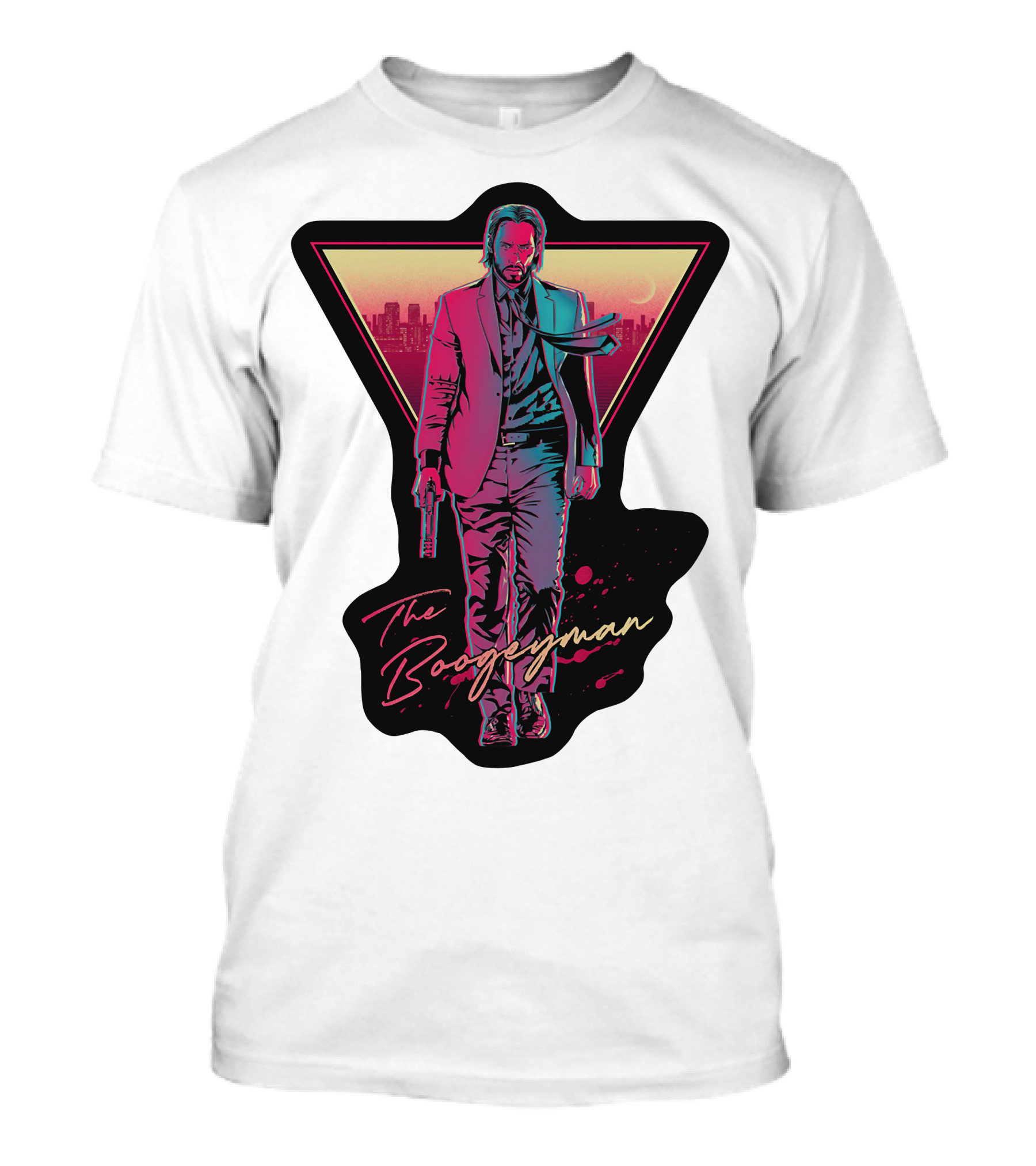 Keanu Reeves The Boogeyman Neon Cityscape T-Shirt
