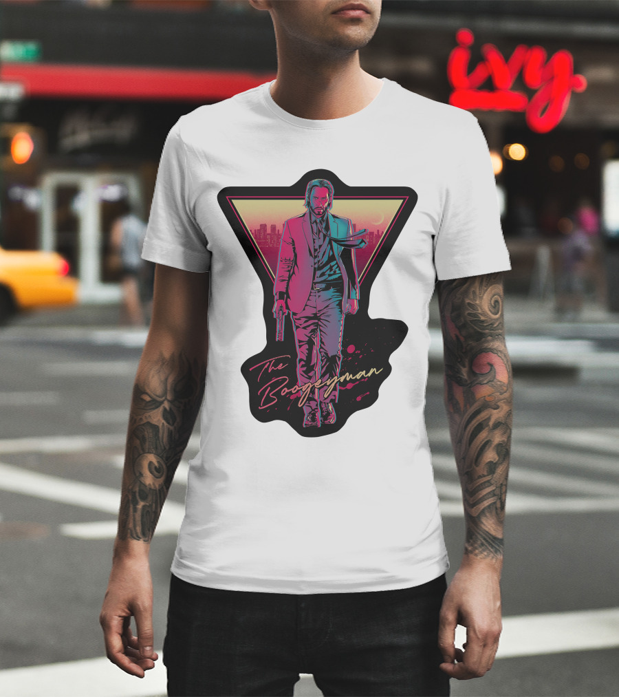 Keanu Reeves The Boogeyman Neon Cityscape T-Shirt