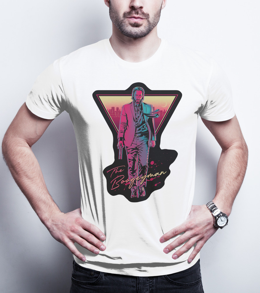 Keanu Reeves The Boogeyman Neon Cityscape T-Shirt