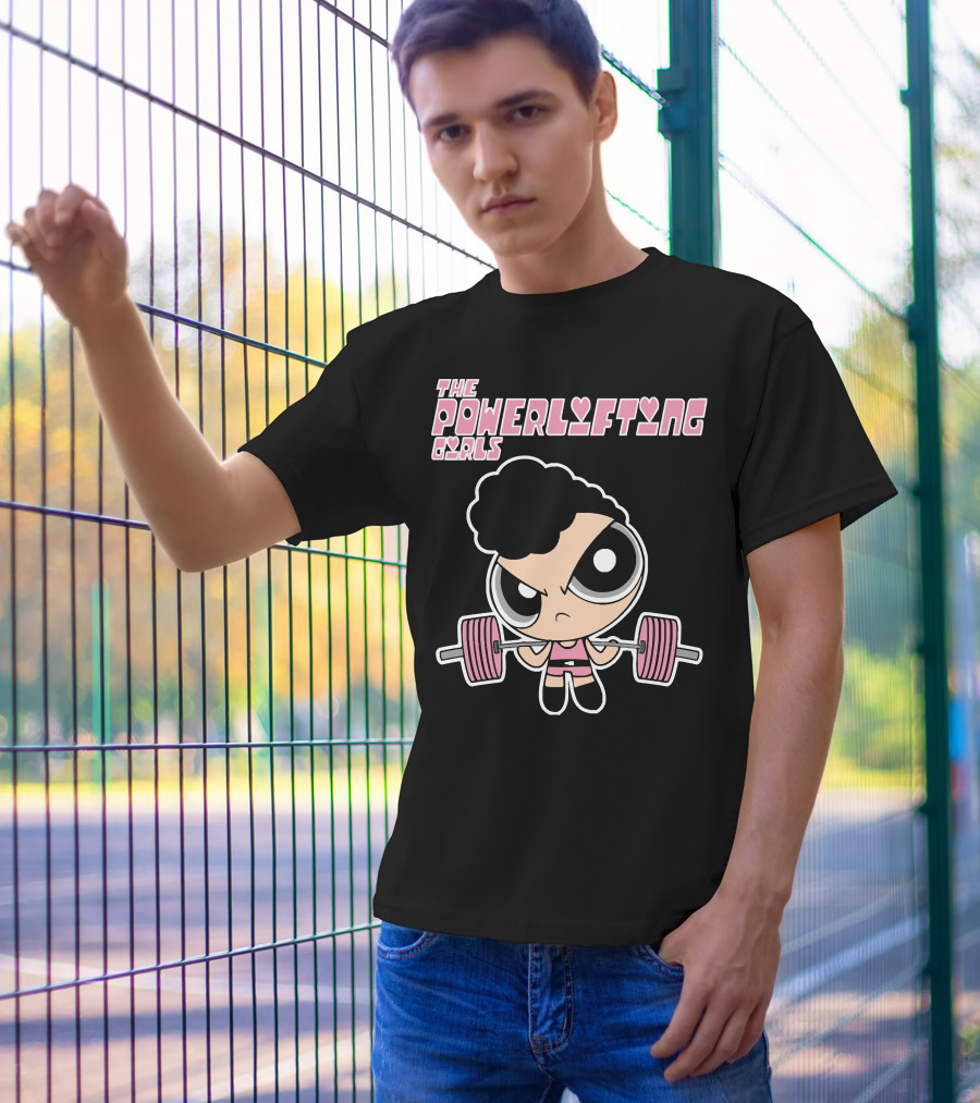 Powerpuff Girls The Powerlifting Girls Cartoon Character Lifting Weights T-Shirt
