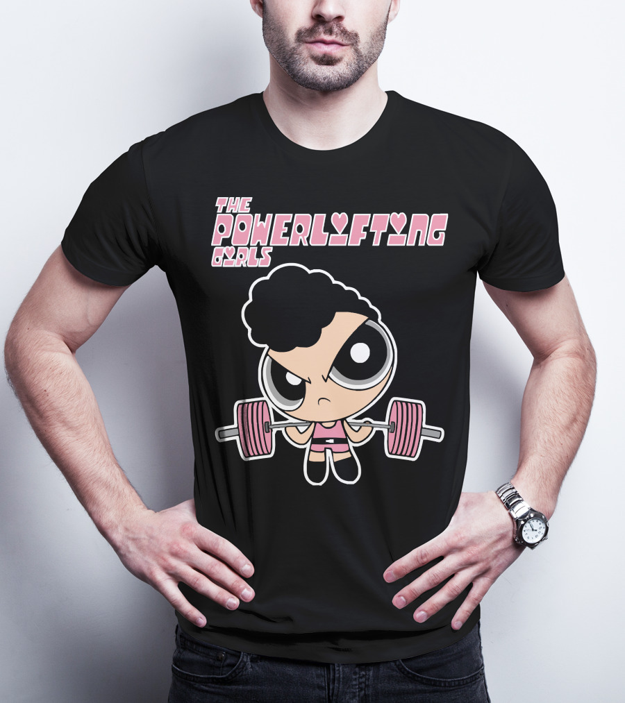 Powerpuff Girls The Powerlifting Girls Cartoon Character Lifting Weights T-Shirt