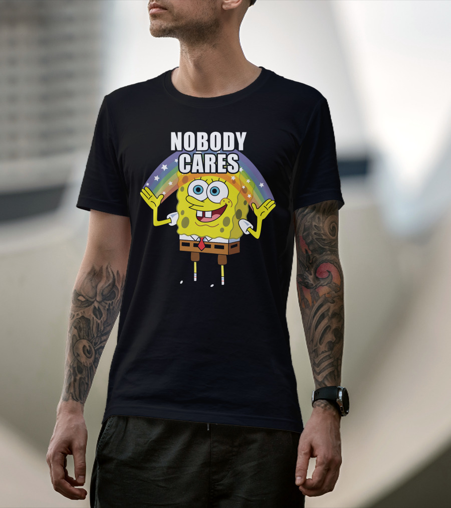 Spongebob Rainbow Nobody Cares T-Shirt