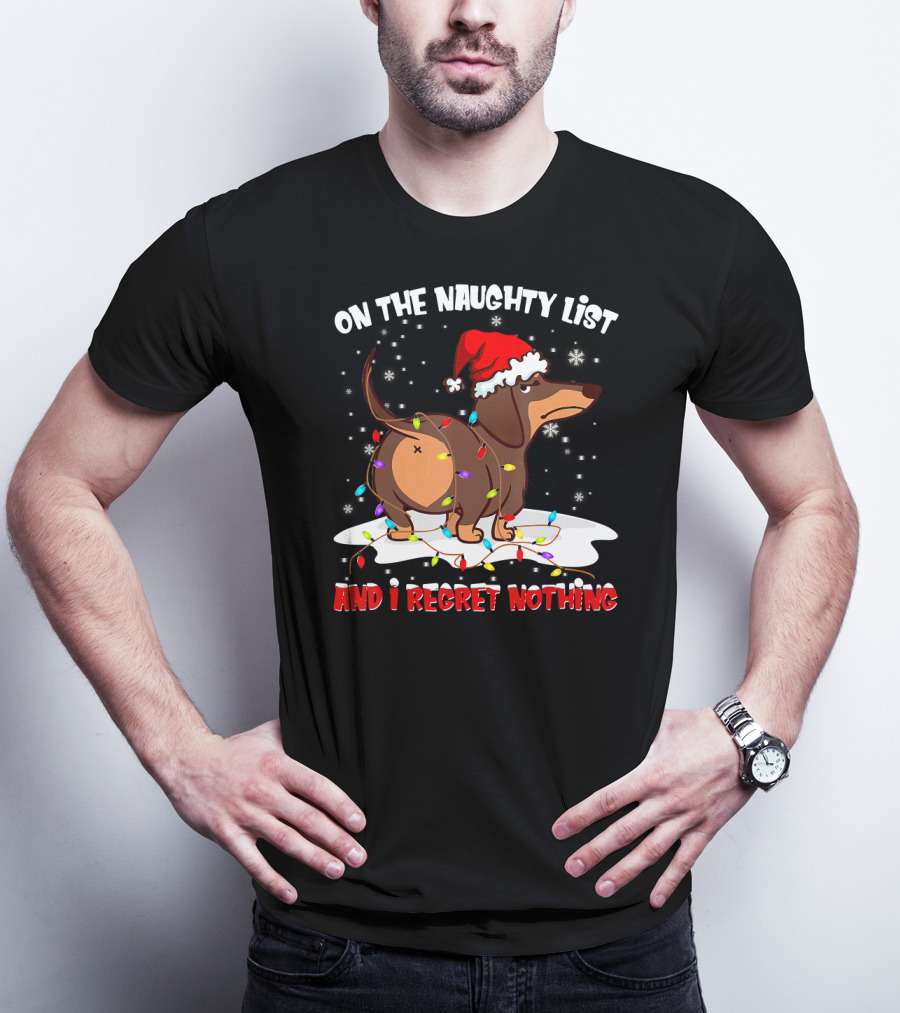 On The Naughty List Dachshund Xmas And I Regret Nothing T-Shirt