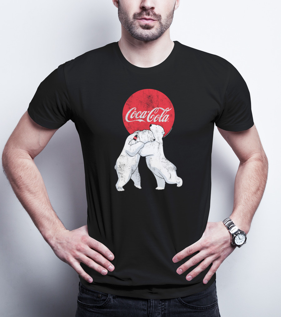 Coca Cola Christmas Polar Bears Embrace Classic T-Shirt