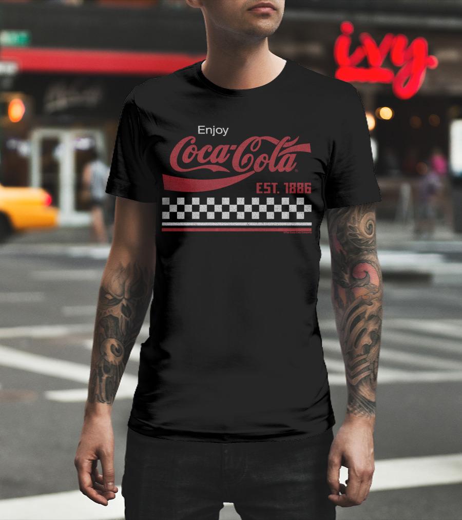 Enjoy Coca Cola Est. 1886 Checkerboard T-Shirt