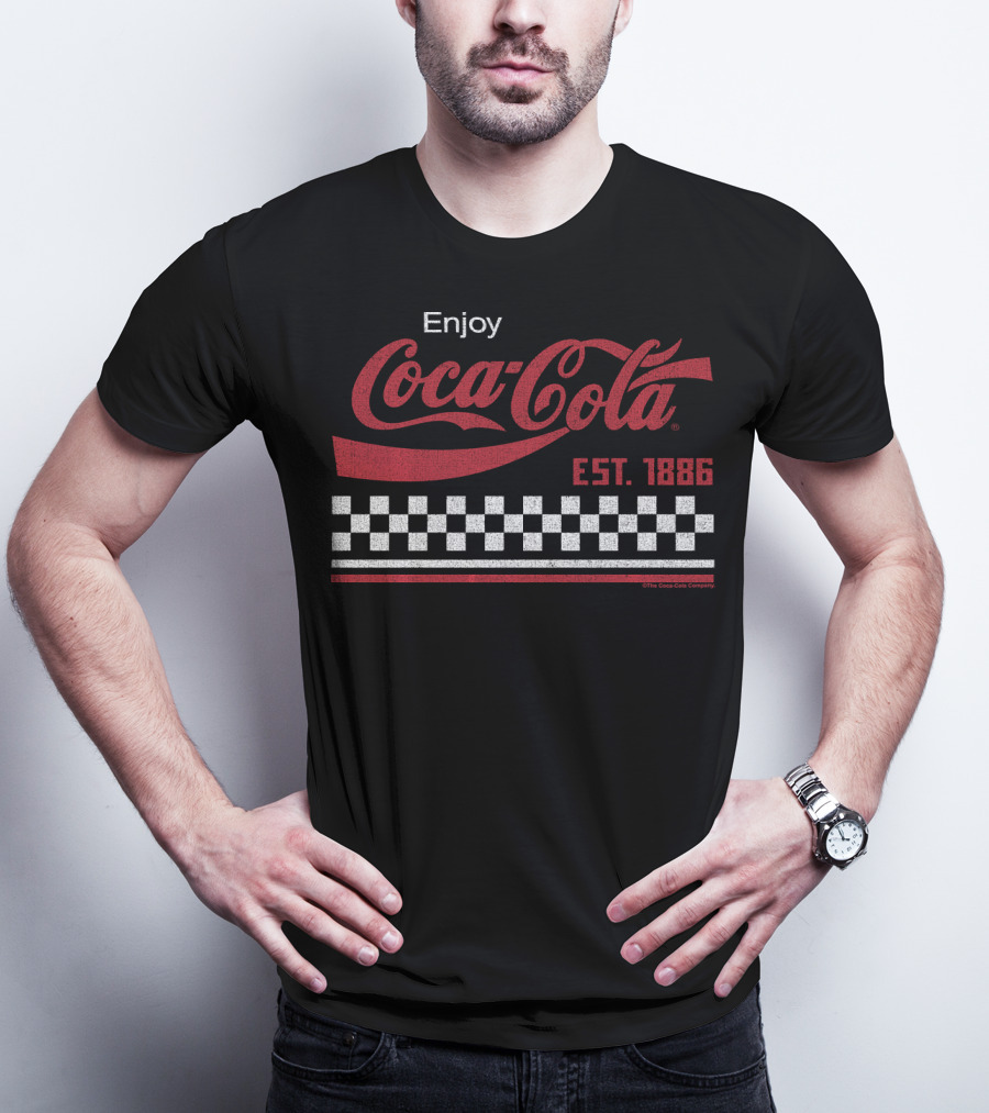 Enjoy Coca Cola Est. 1886 Checkerboard T-Shirt