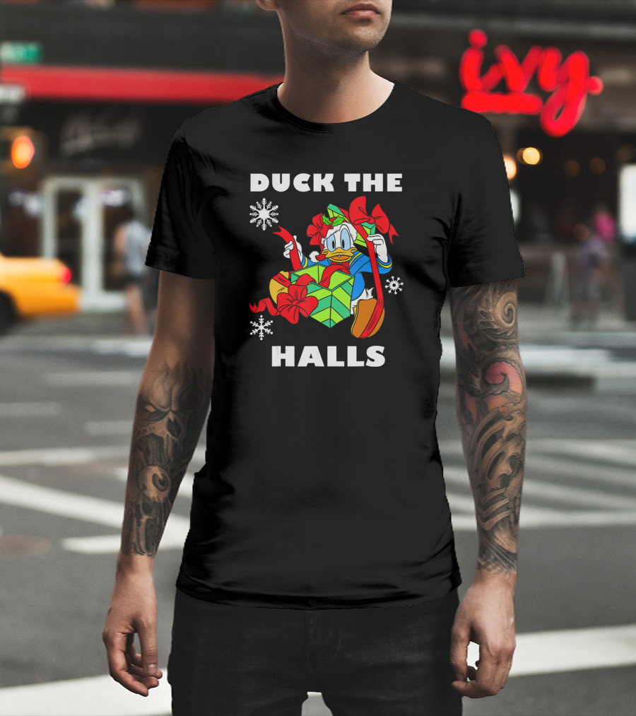 Disney Donald Duck The Halls Christmas Gift Box Holiday T-Shirt