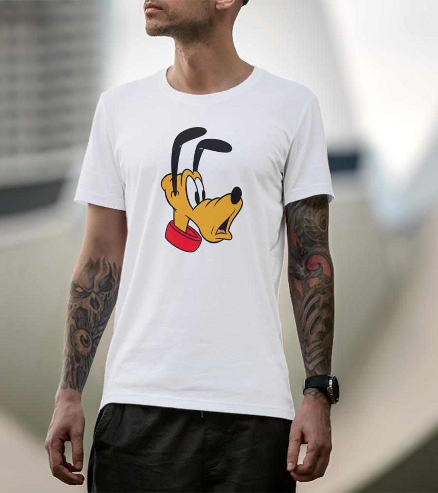 Disney Mickey And Friends Pluto Big Face With Red Collar T-Shirt