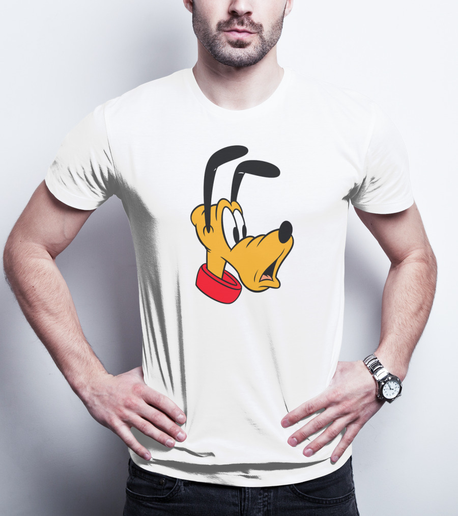 Disney Mickey And Friends Pluto Big Face With Red Collar T-Shirt