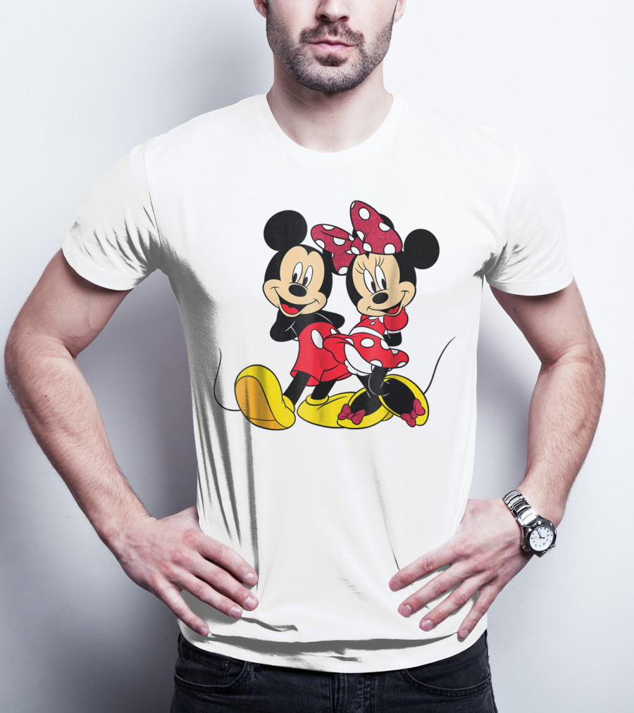 Mickey And Minnie Big Mouse Disney Yellow Shoes Red Bow T-Shirt