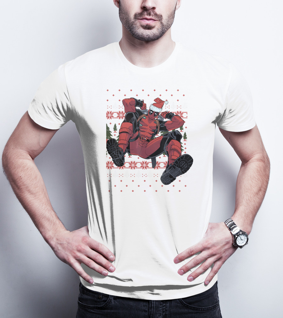 Marvel Deadpool Christmas Santa Hat Ugly T-Shirt