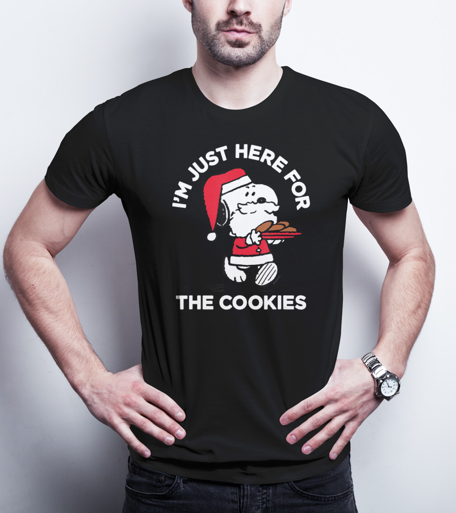 I'm Just Here For The Cookies Peanuts Snoopy Santa T-Shirt