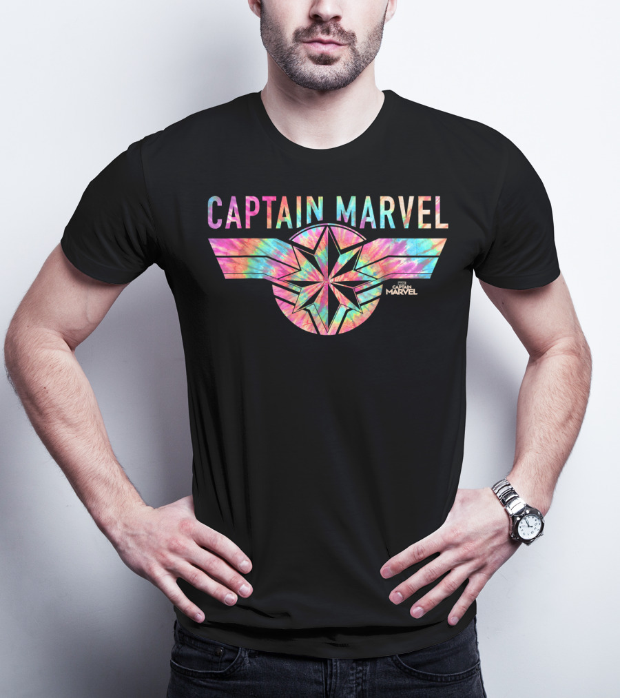 Captain Marvel Tie Dye Logo Banner Marvel Studios T-Shirt