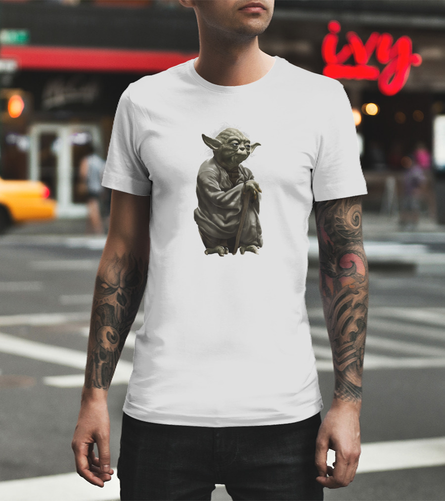 Star Wars Yoda Wise Jedi Master Crouching With Cane T-Shirt