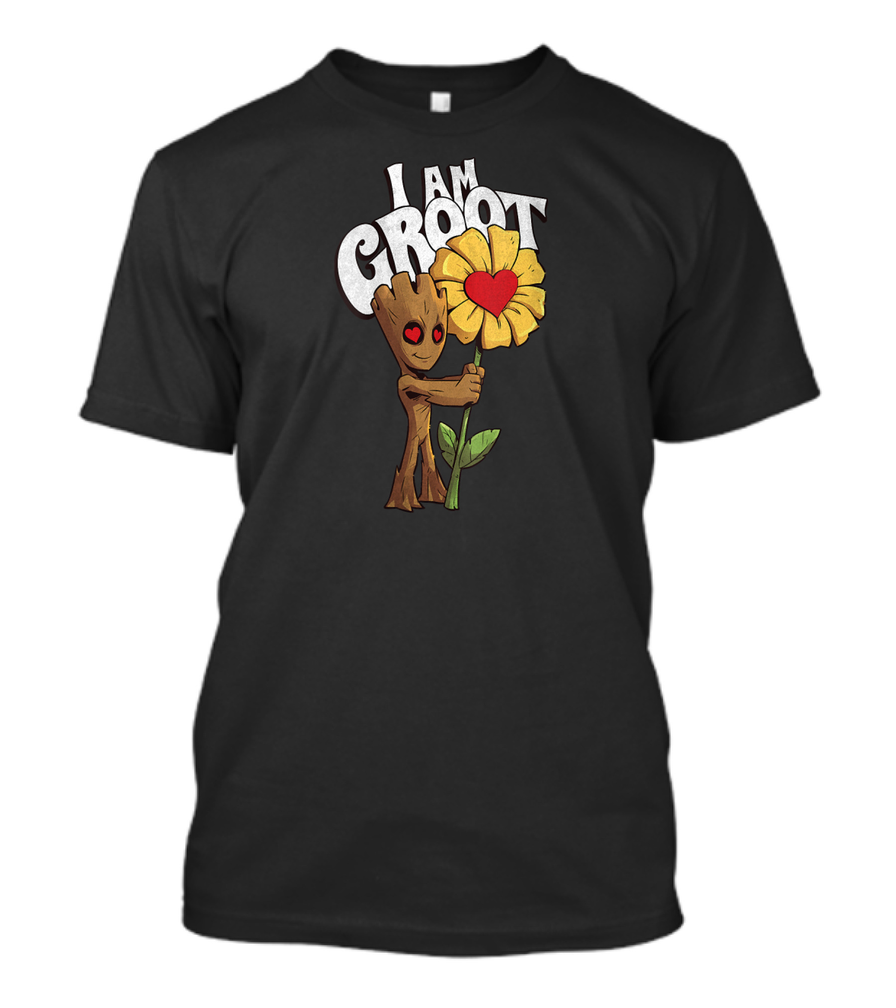 I Am Groot Heart Eyes Holding Sunflower With Red Heart T-Shirt