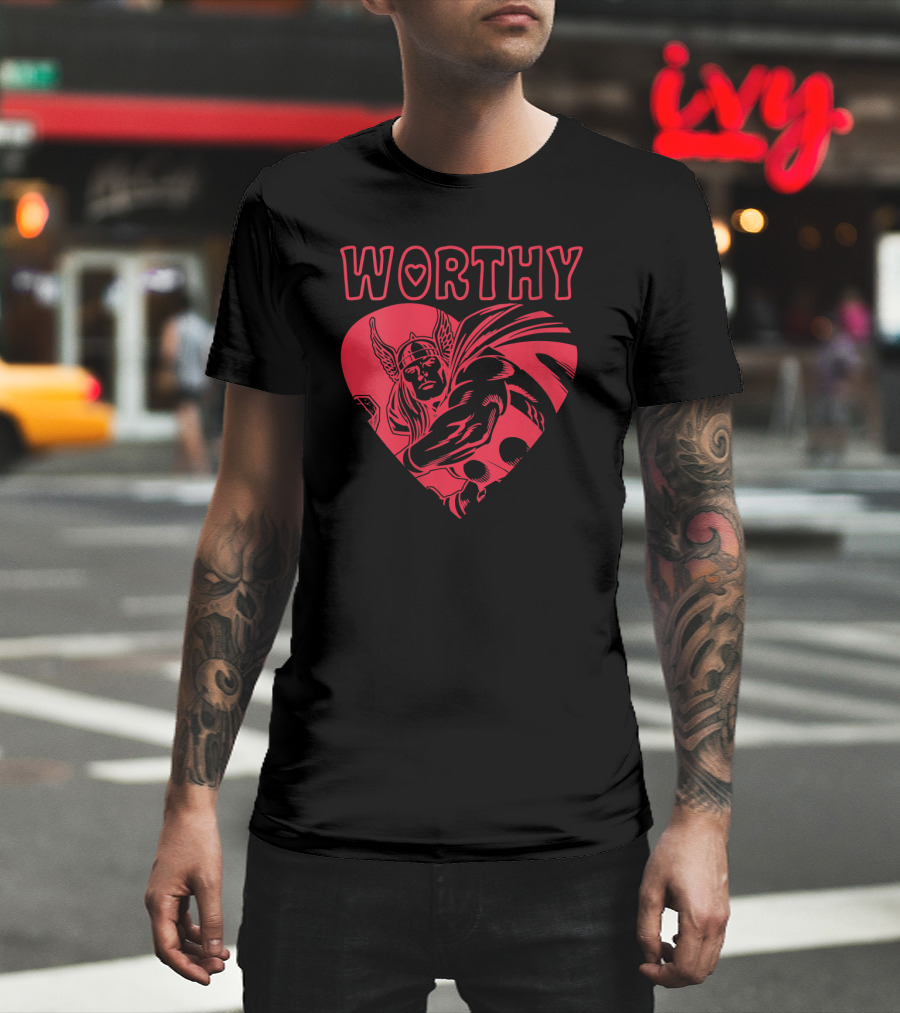 Marvel Valentine's Day Thor Avengers Worthy Heart T-Shirt