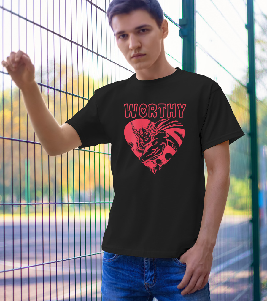Marvel Valentine's Day Thor Avengers Worthy Heart T-Shirt