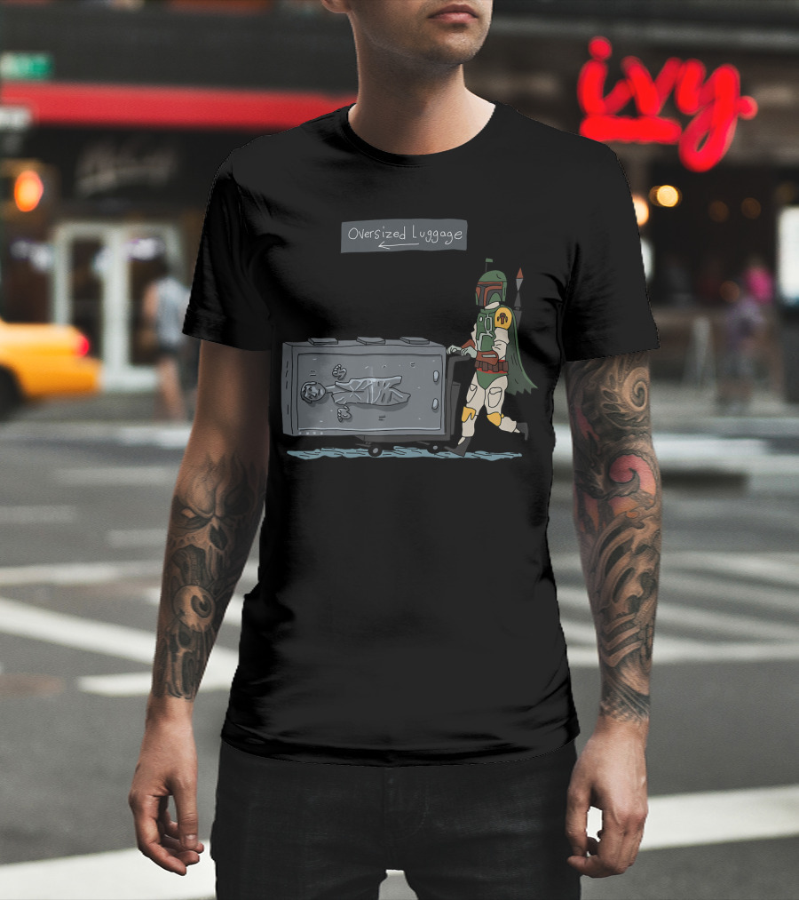 Star Wars Boba Fett Pushing Han Solo Carbonite Oversized Luggage T-Shirt