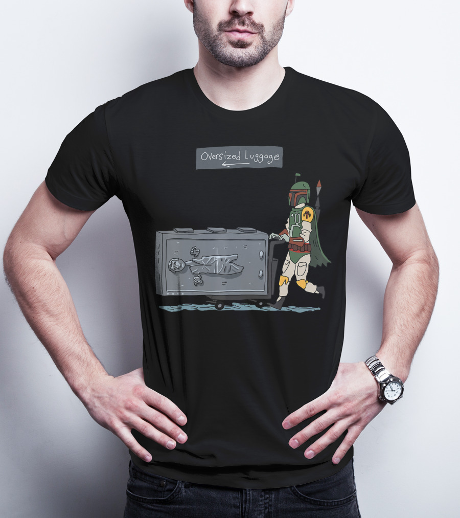 Star Wars Boba Fett Pushing Han Solo Carbonite Oversized Luggage T-Shirt
