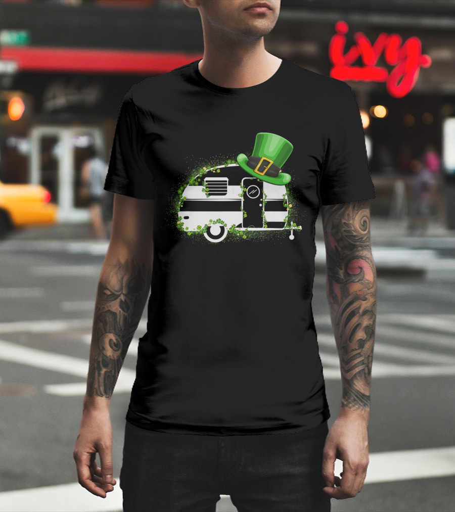 St Patrick's Day Leprechaun Hat Camper Van Adventure T-Shirt