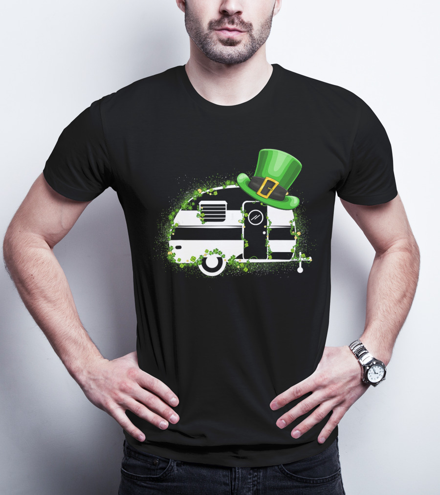 St Patrick's Day Leprechaun Hat Camper Van Adventure T-Shirt