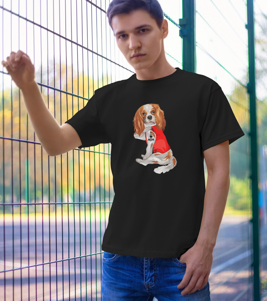 I Love Mom Funny Cavalier King Charles Spaniel Tattoo T-Shirt