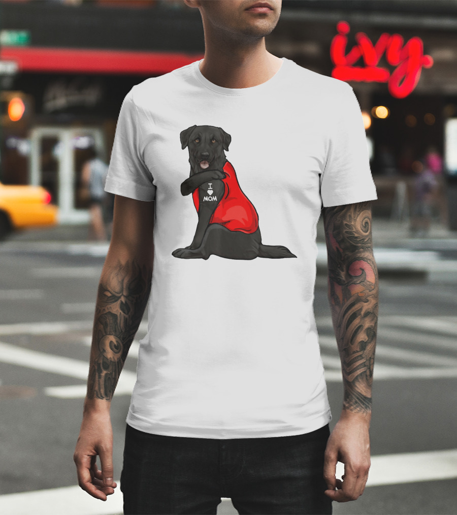 I Love Mom Funny Labrador Retriever Dog Tattoo Red T-Shirt