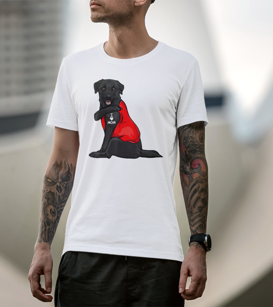 I Love Mom Funny Labrador Retriever Dog Tattoo Red T-Shirt