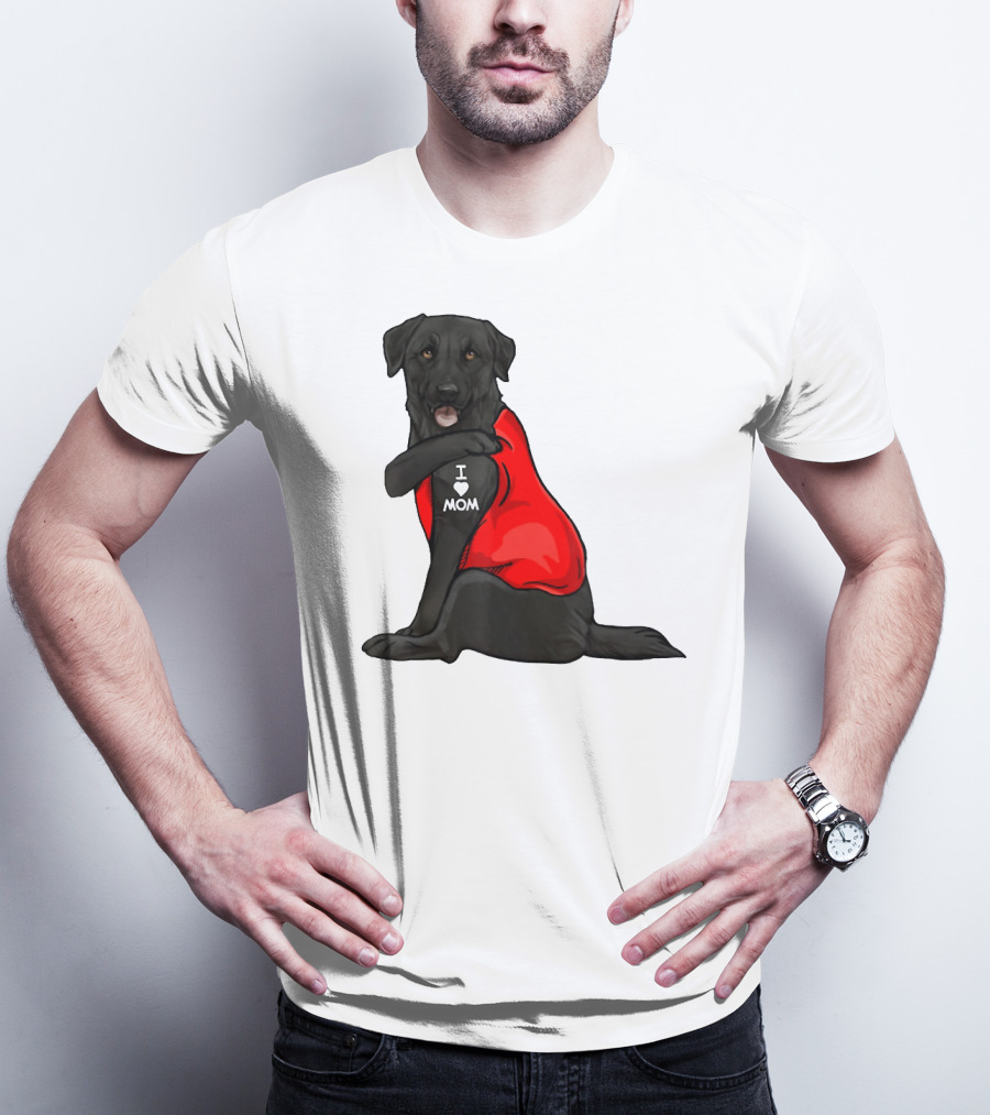 I Love Mom Funny Labrador Retriever Dog Tattoo Red T-Shirt